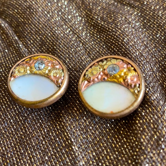 Accessories | Antique 1888 Art Nouveau Round Mop Look Gold Tone Flip ...